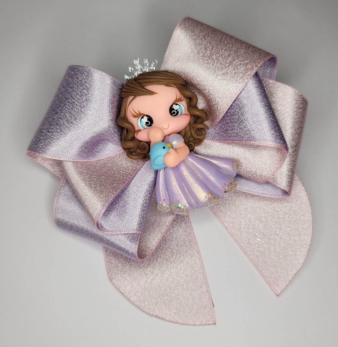 Sofia the First Hair Bow big Size With Clay Doll - Etsy