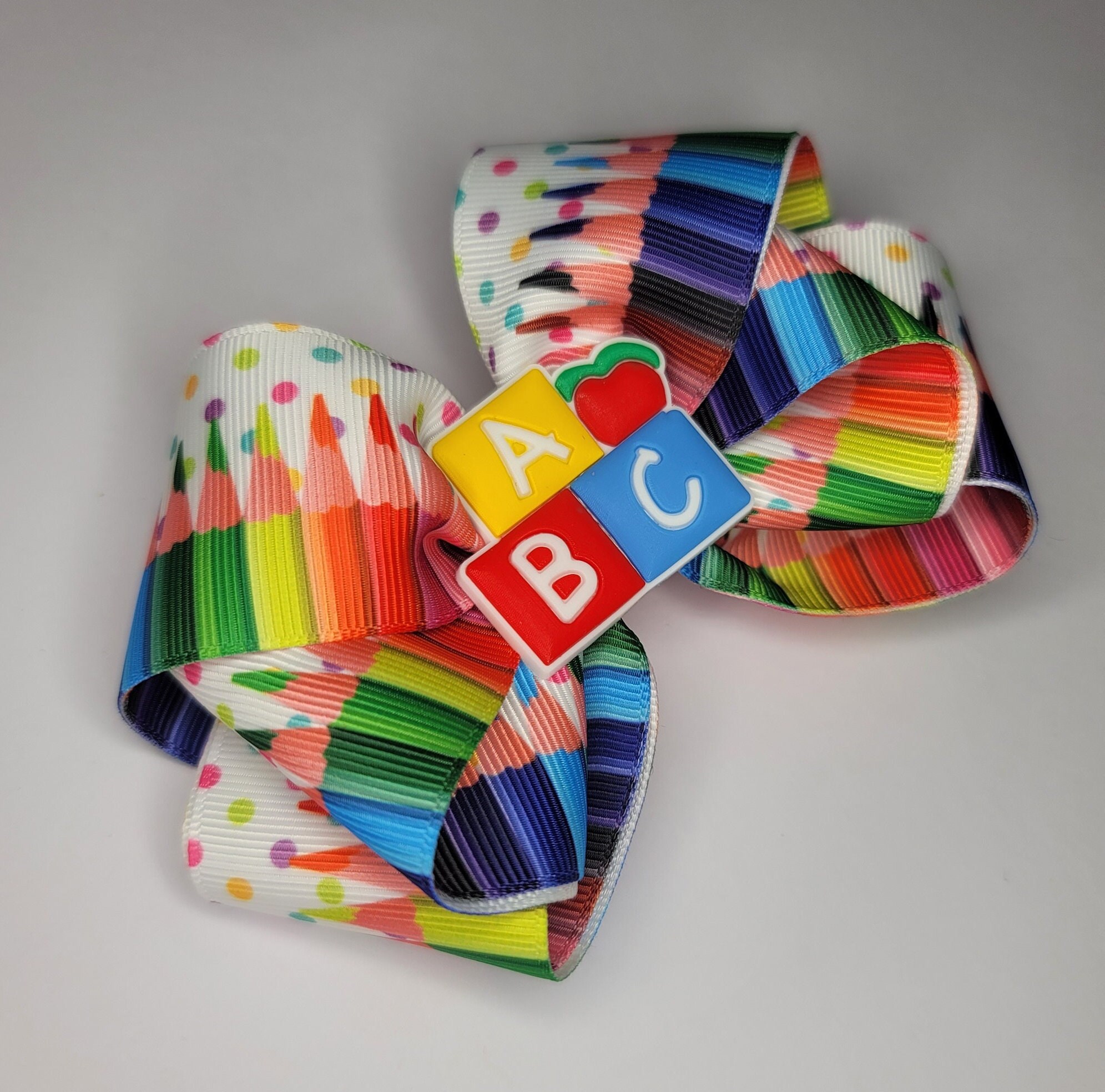 School Hair Bow (large Size) Back to School, ABC Bow - Etsy