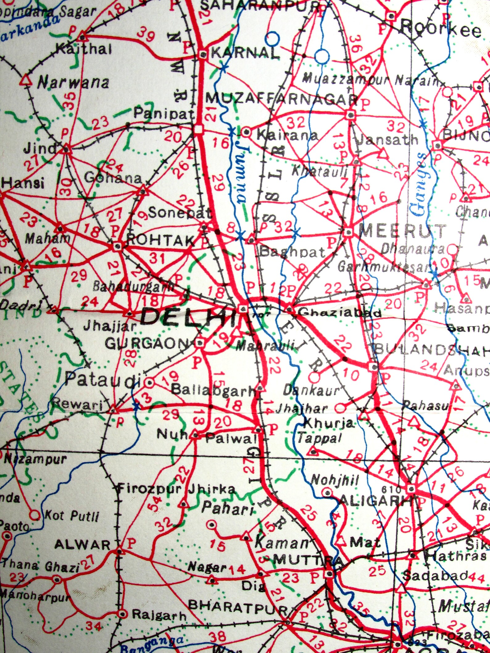 WWII Road Map of India AMS 5206 32 X 43 1944 Vintage Army Map Service U ...