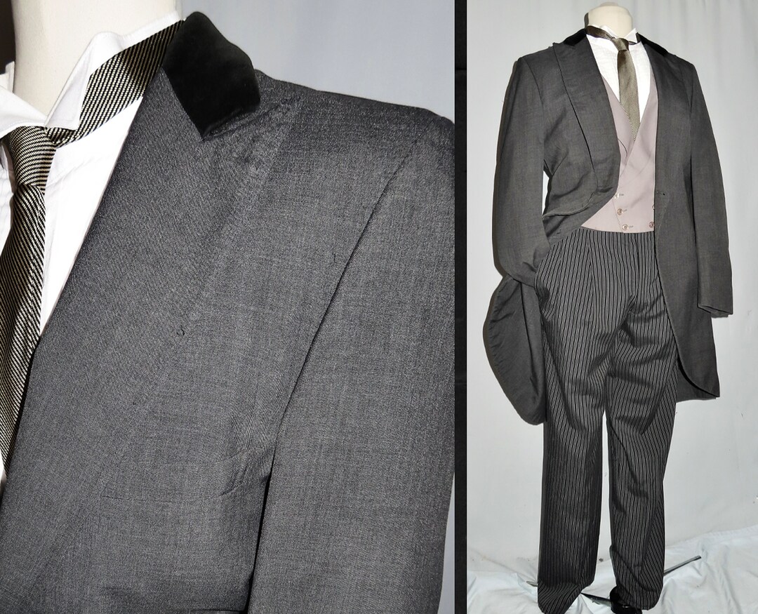 Morning Coat Sz 40L Cutaway Jacket Grey Lord West Steampunk 1800s 1900s ...