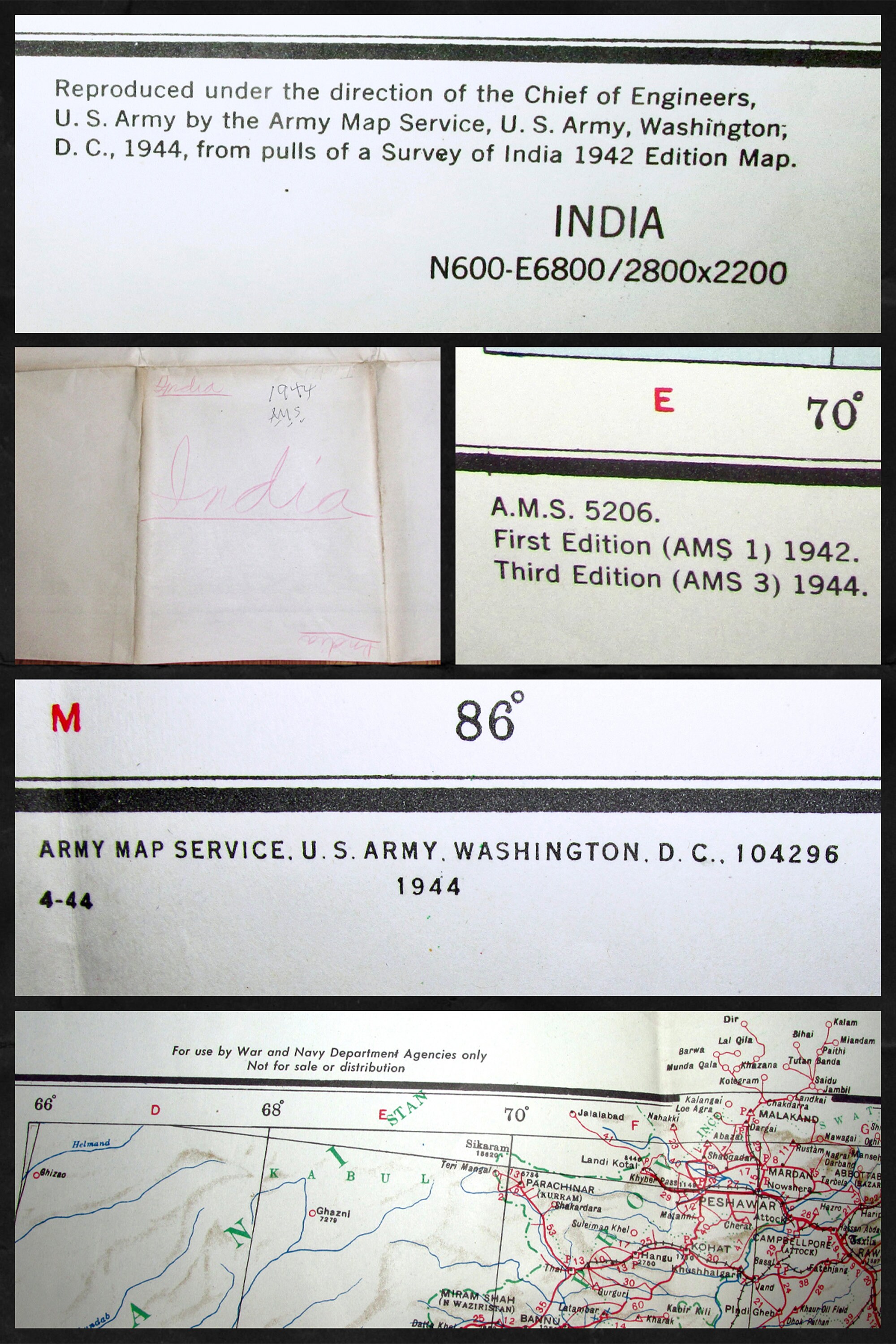 WWII Road Map of India AMS 5206 32 X 43 1944 Vintage Army Map Service U ...