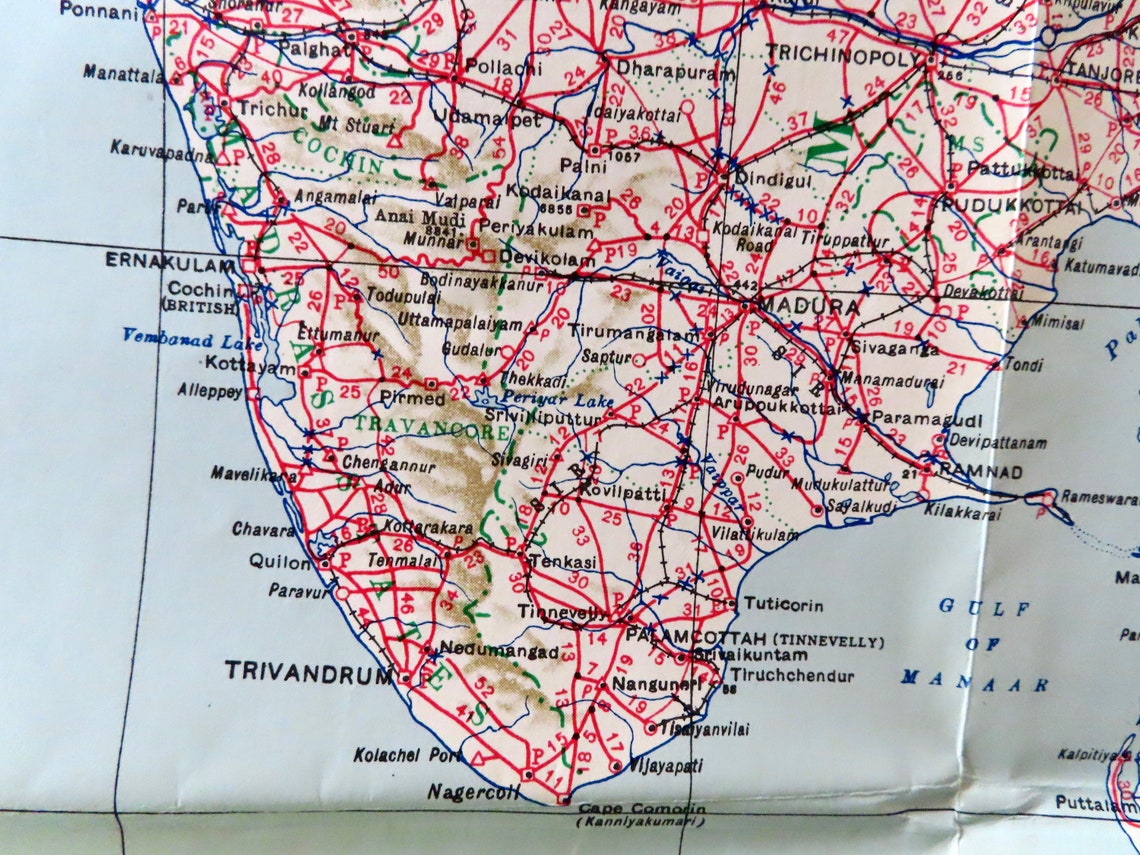 WWII Road Map of India AMS 5206 32 X 43 1944 Vintage Army Map Service U ...