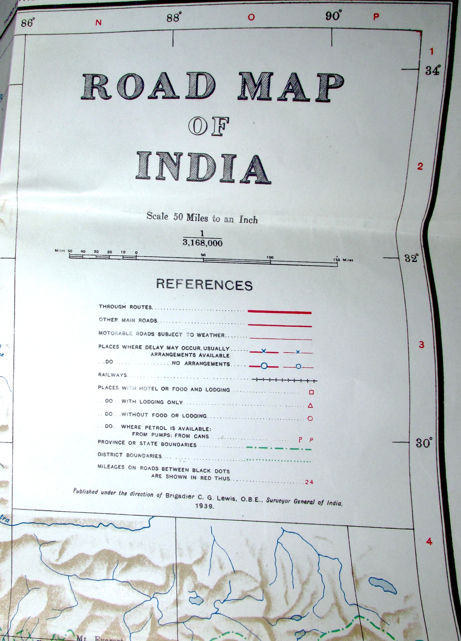 WWII Road Map of India AMS 5206 32 X 43 1944 Vintage Army Map Service U ...