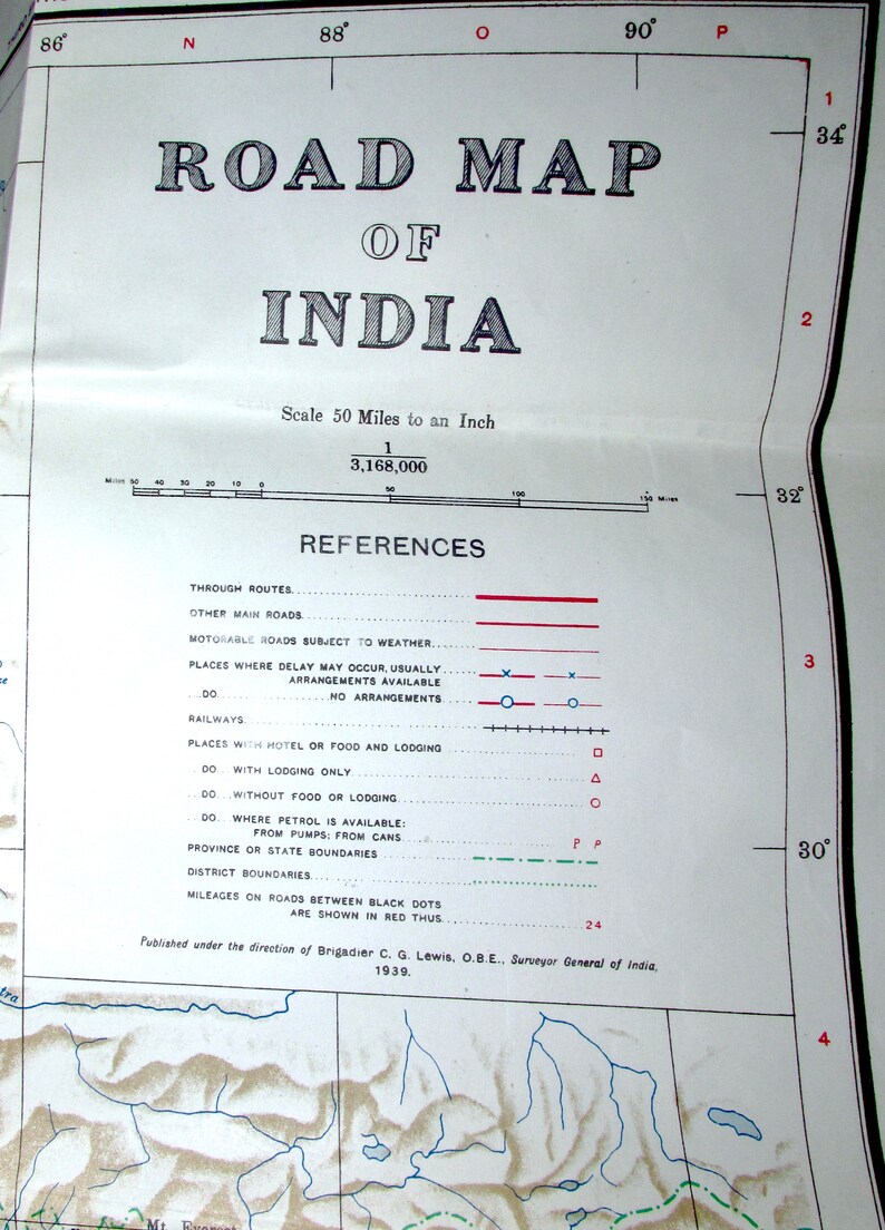 WWII Road Map of India AMS 5206 32 X 43 1944 Vintage Army Map Service U ...
