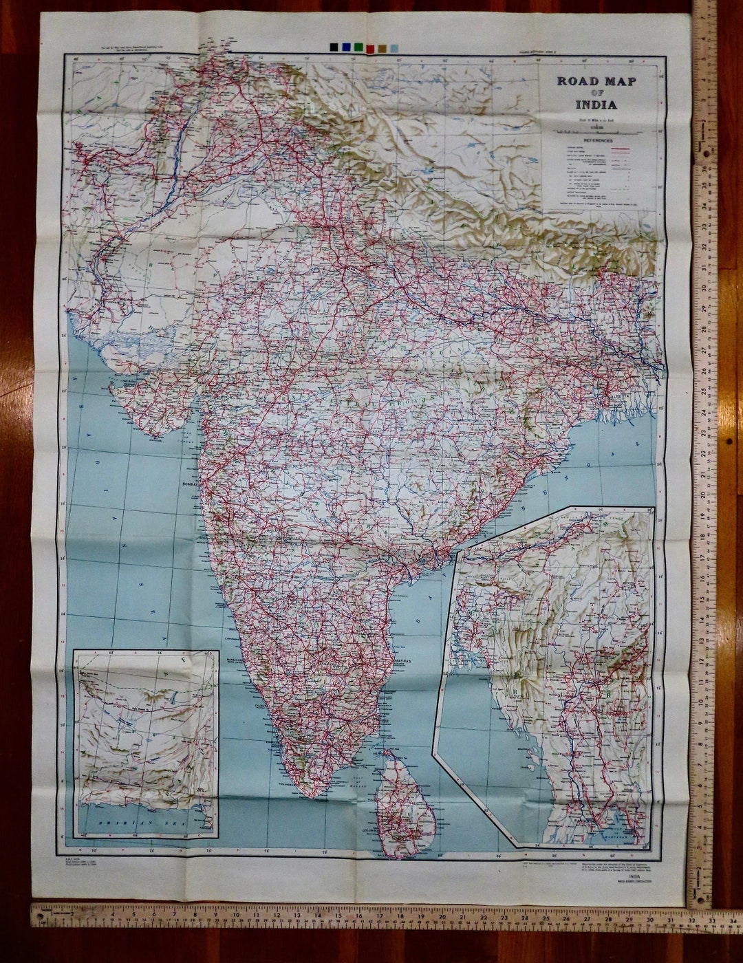 WWII Road Map of India AMS 5206 32 X 43 1944 Vintage Army Map Service U ...