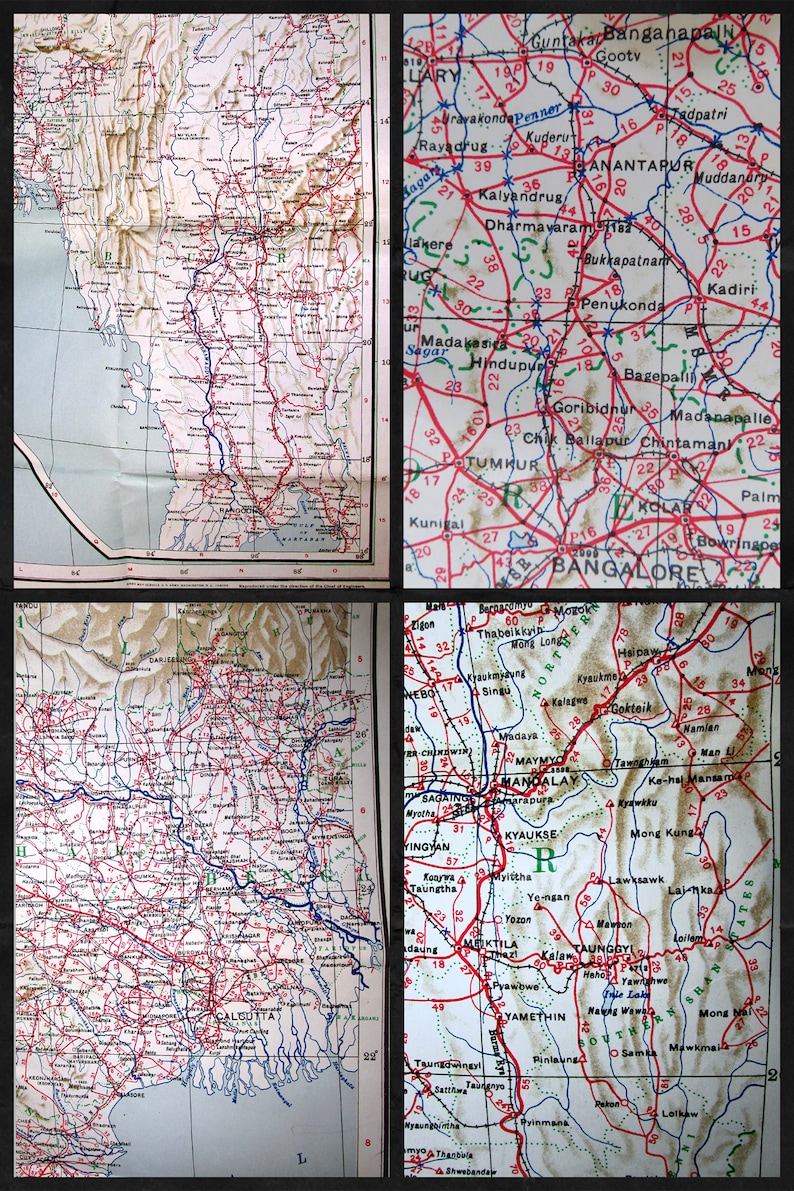 WWII Road Map of India AMS 5206 32 X 43 1944 - Etsy