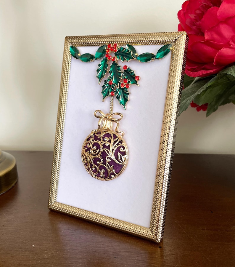 Hanging Gold and Purple Ornament in Gold Frame Artwork - Etsy
