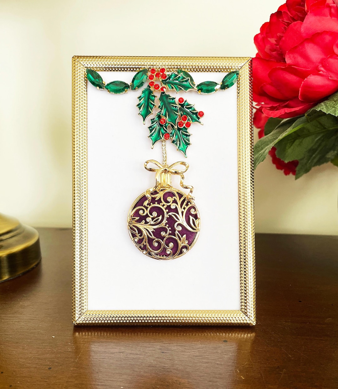 Hanging Gold and Purple Ornament in Gold Frame Artwork - Etsy