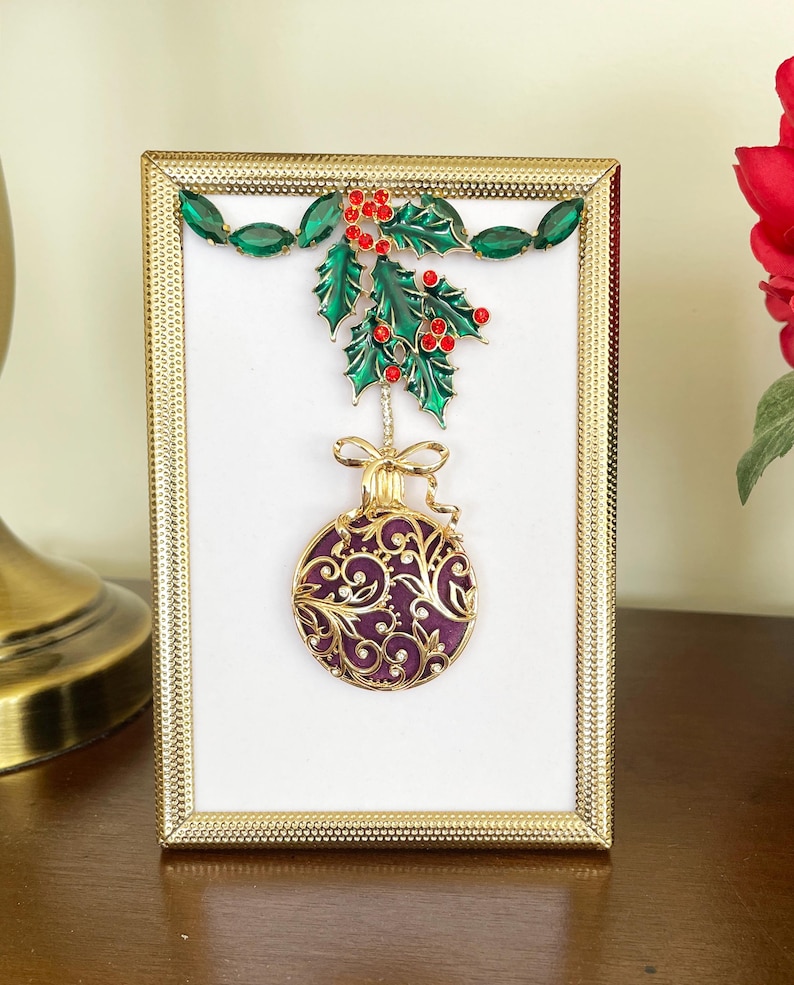 Hanging Gold and Purple Ornament in Gold Frame Artwork - Etsy