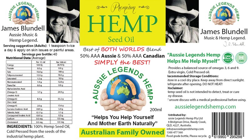 Aussie Legends Premium Canadian Hemp Seed Oil 200ml (AAA Grade) - Etsy ...