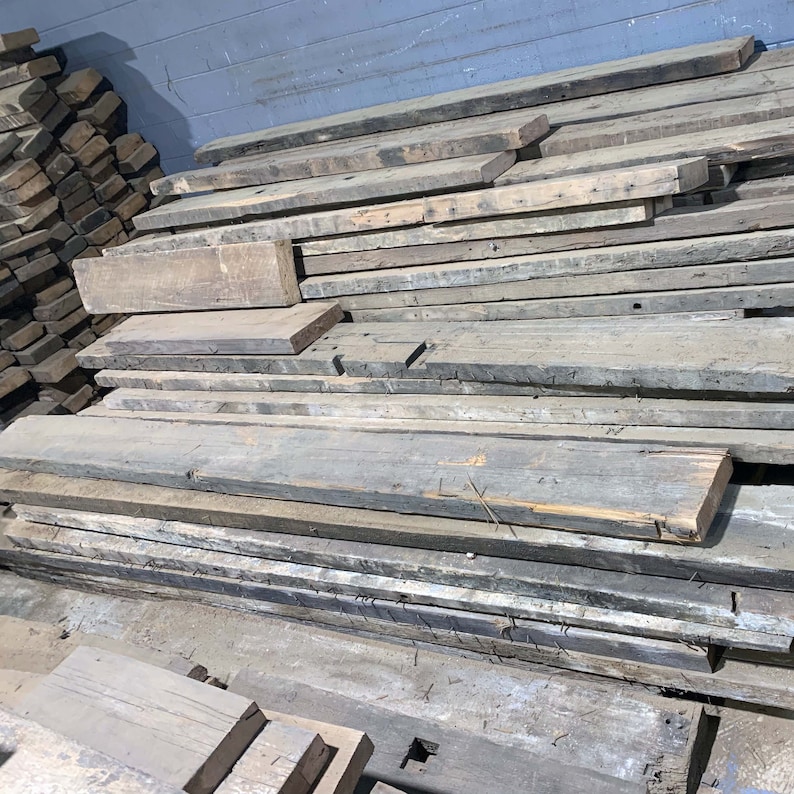 HEAVY-DUTY Unfinished Aged Reclaimed Wood Planks | DIY Shelves & Rustic ...