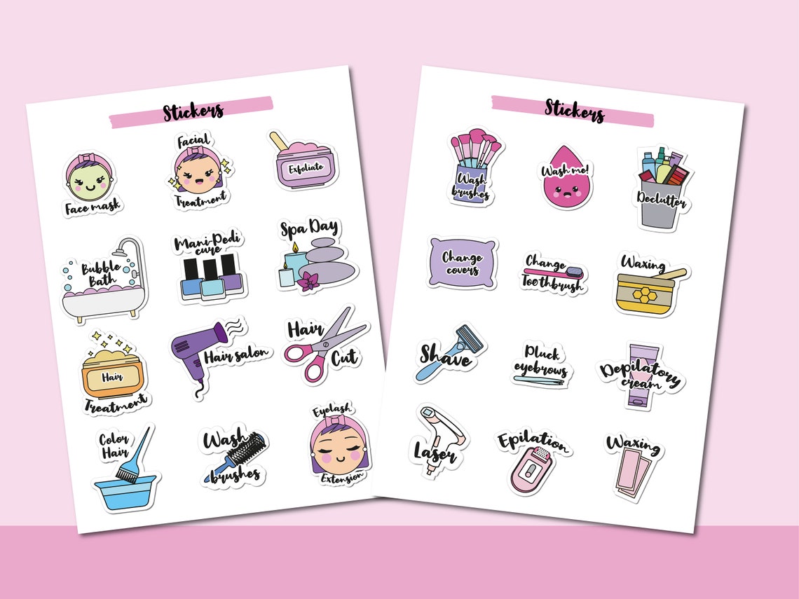 24 Beauty and Selfcare Stickers - Digital and Printable - Etsy