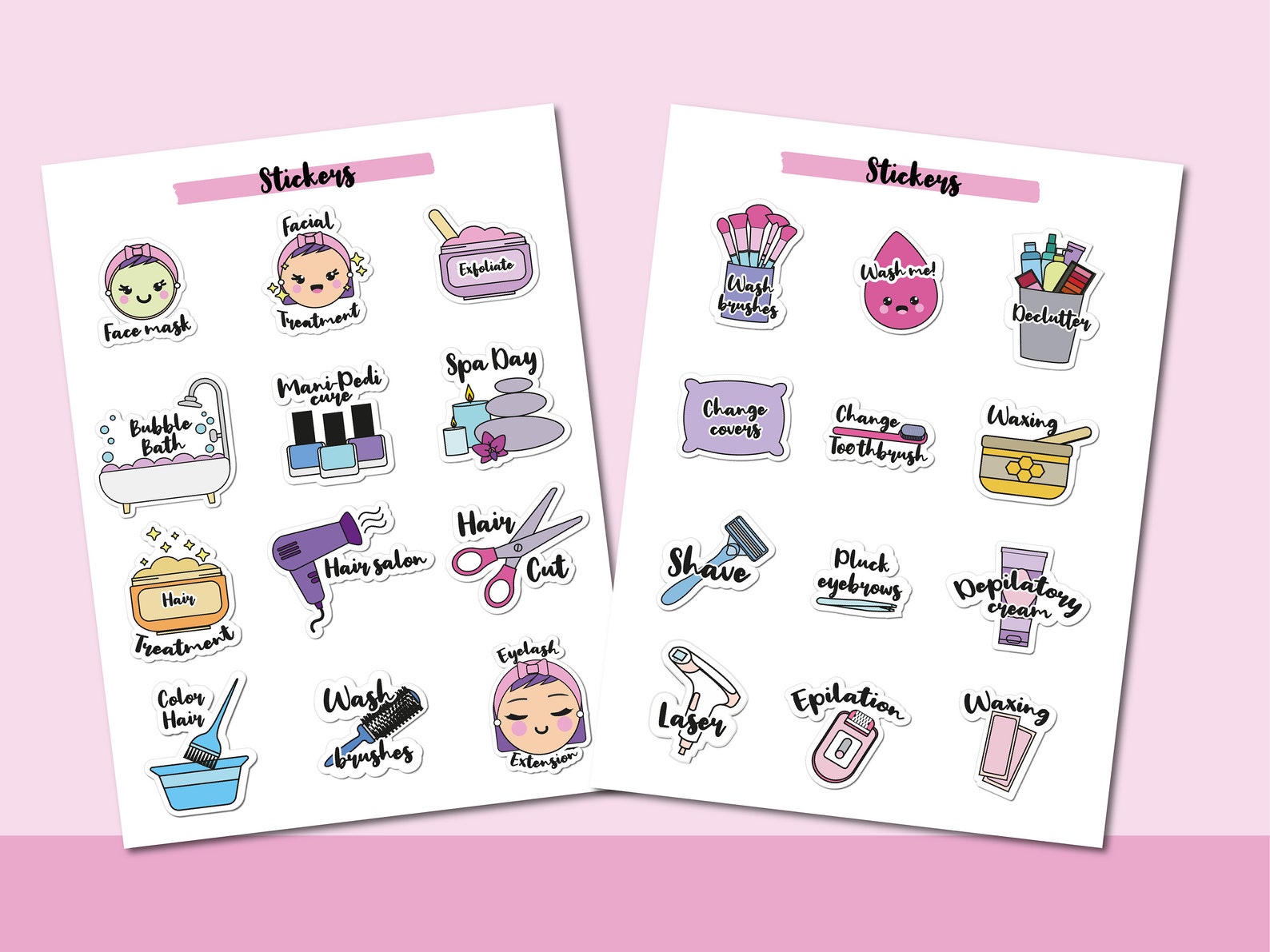 24 Beauty and Selfcare Stickers - Digital and Printable - Etsy