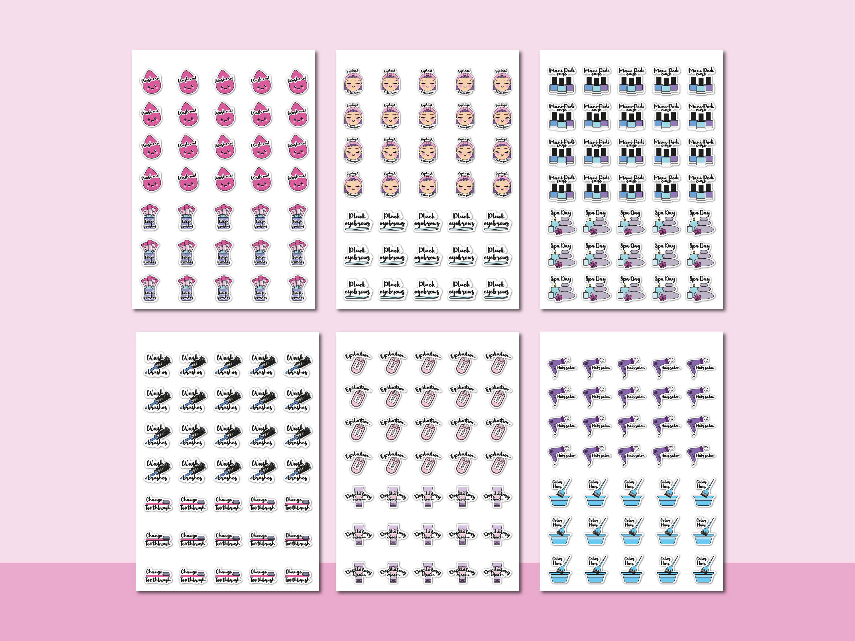 24 Beauty and Selfcare Stickers - Digital and Printable - Etsy