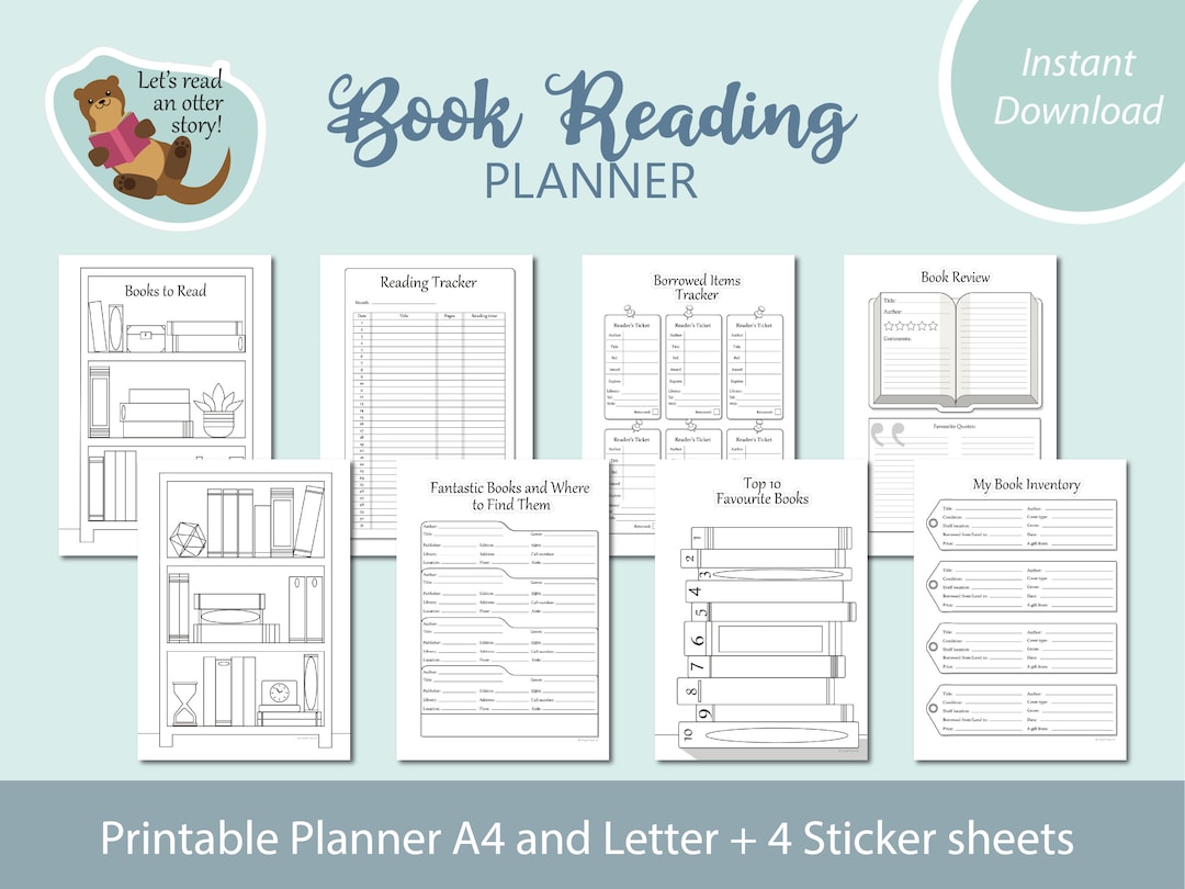 Printable Book Reading Planner Stickers A4 and Letter - Etsy