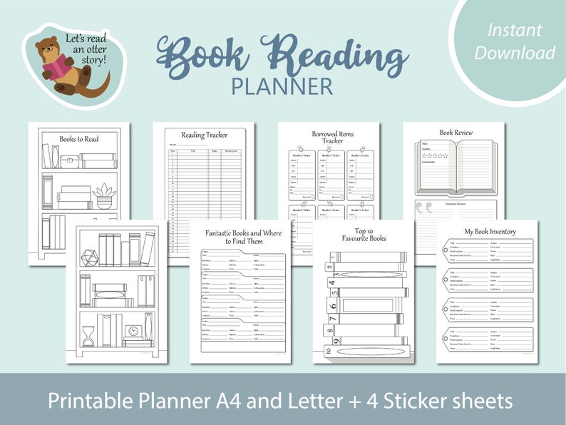 Printable Book Reading Planner Stickers A4 and Letter - Etsy