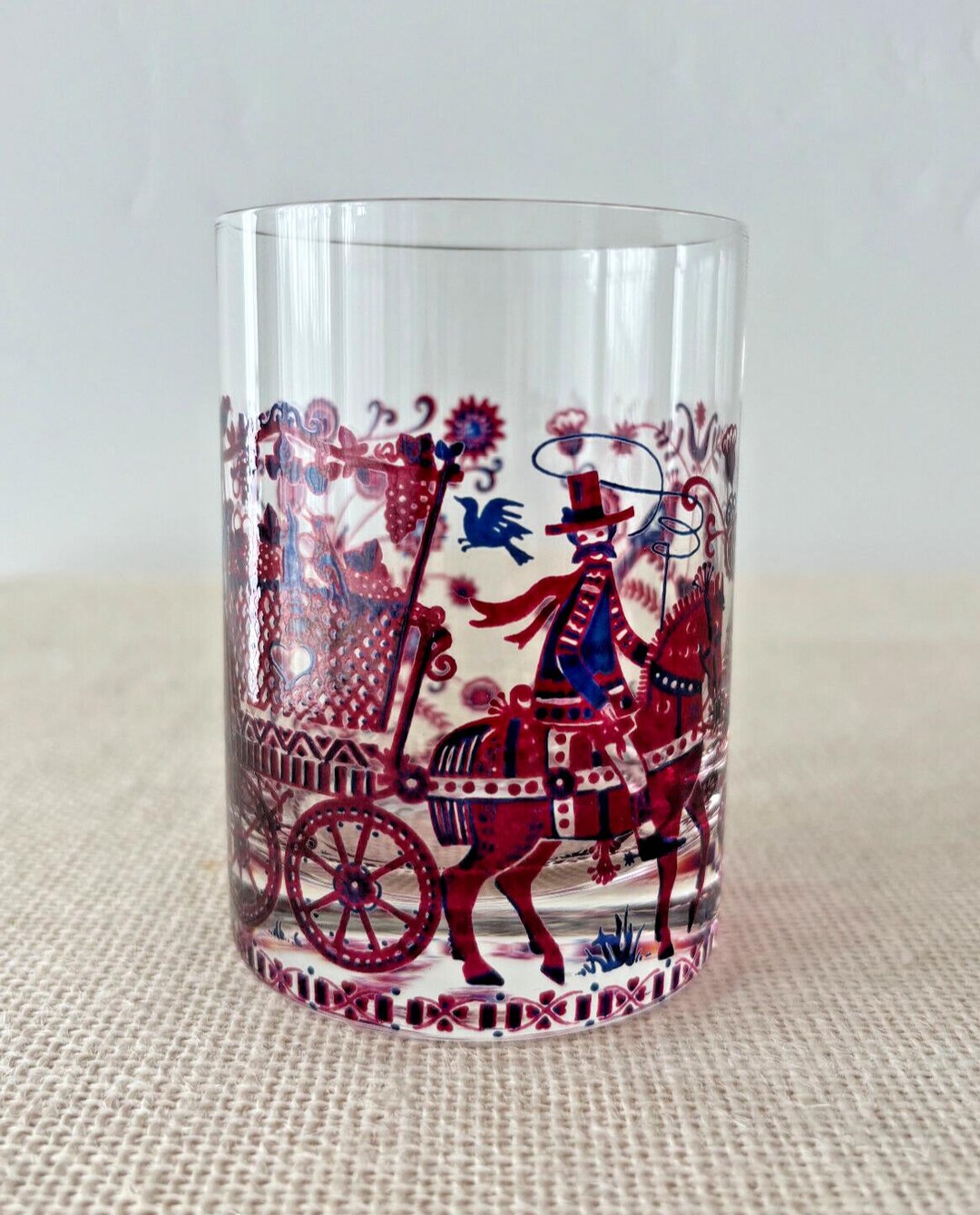 Vintage 70s Kurt Hammer German Folk Art Drinking Glass With Wine ...