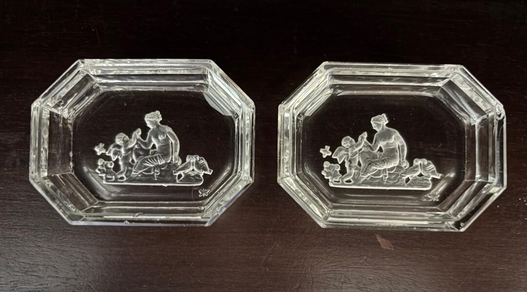 Art Deco Heinrich Hoffmann Intaglio Glass Trays, Venus & Cupid (set of ...