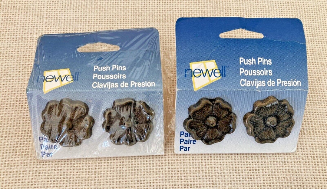 Vintage Metal Flower Push Pins Drapery Curtain Tie Backs Art Hanger ...