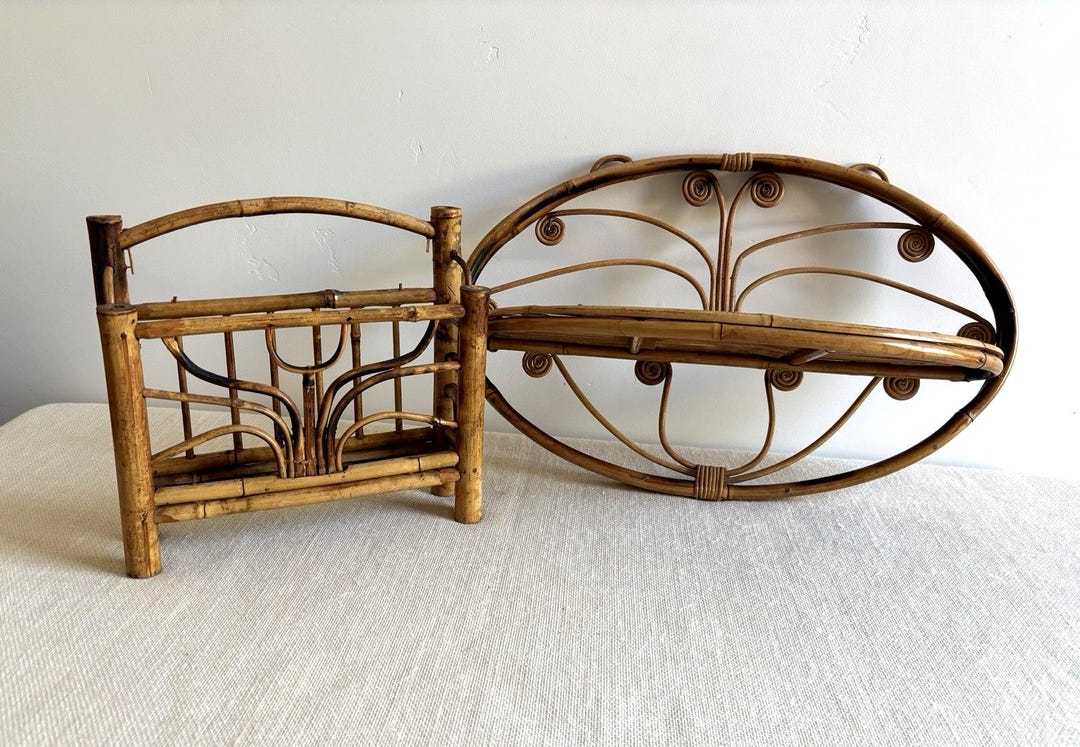 Vintage 70's Faux Tortoise Shell or Burnt Bamboo Rattan Folding Shelf ...