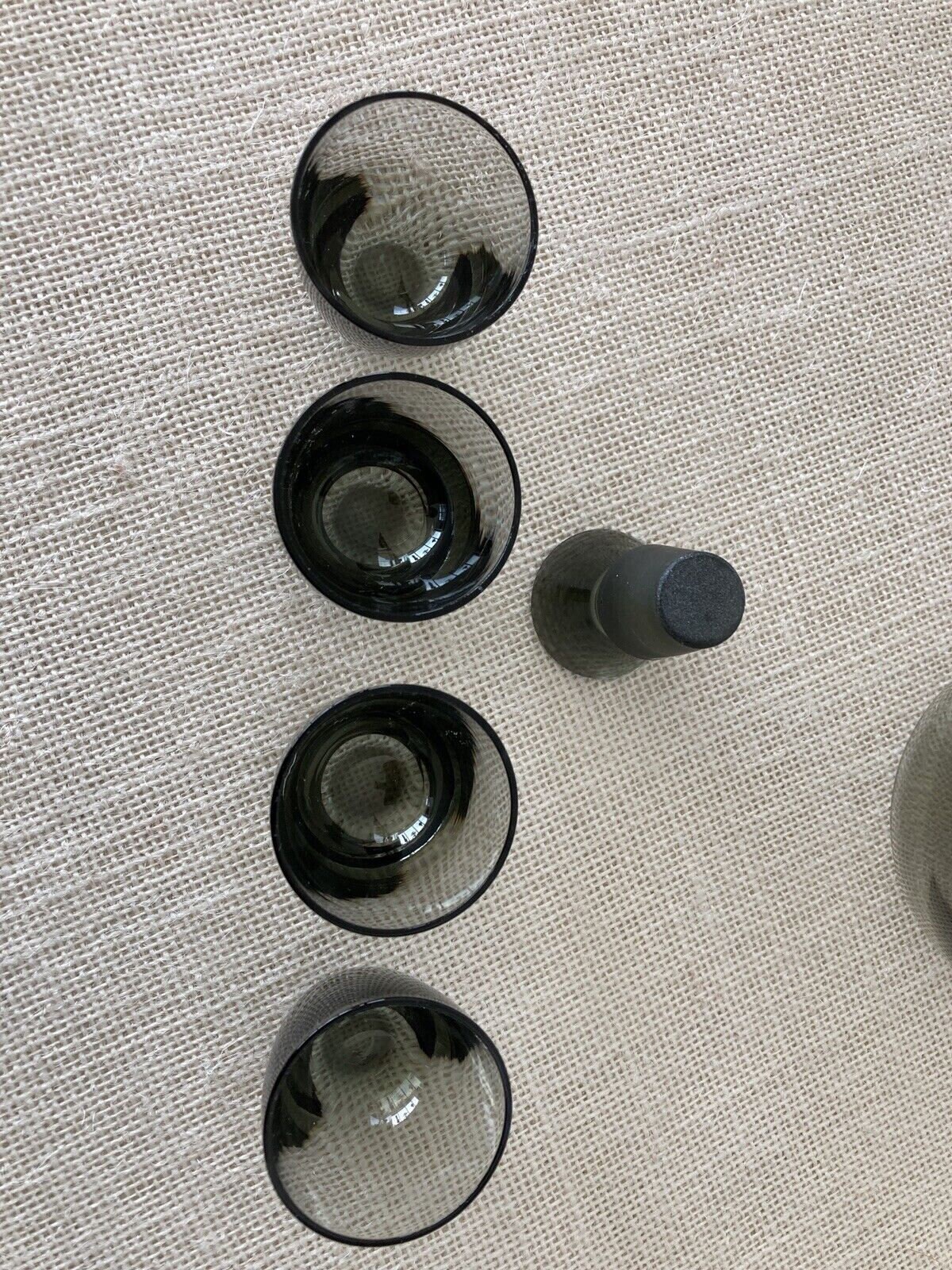 Vintage Mcm Smoke Grey Glass Decanter & Shot Glass Set by Richard ...