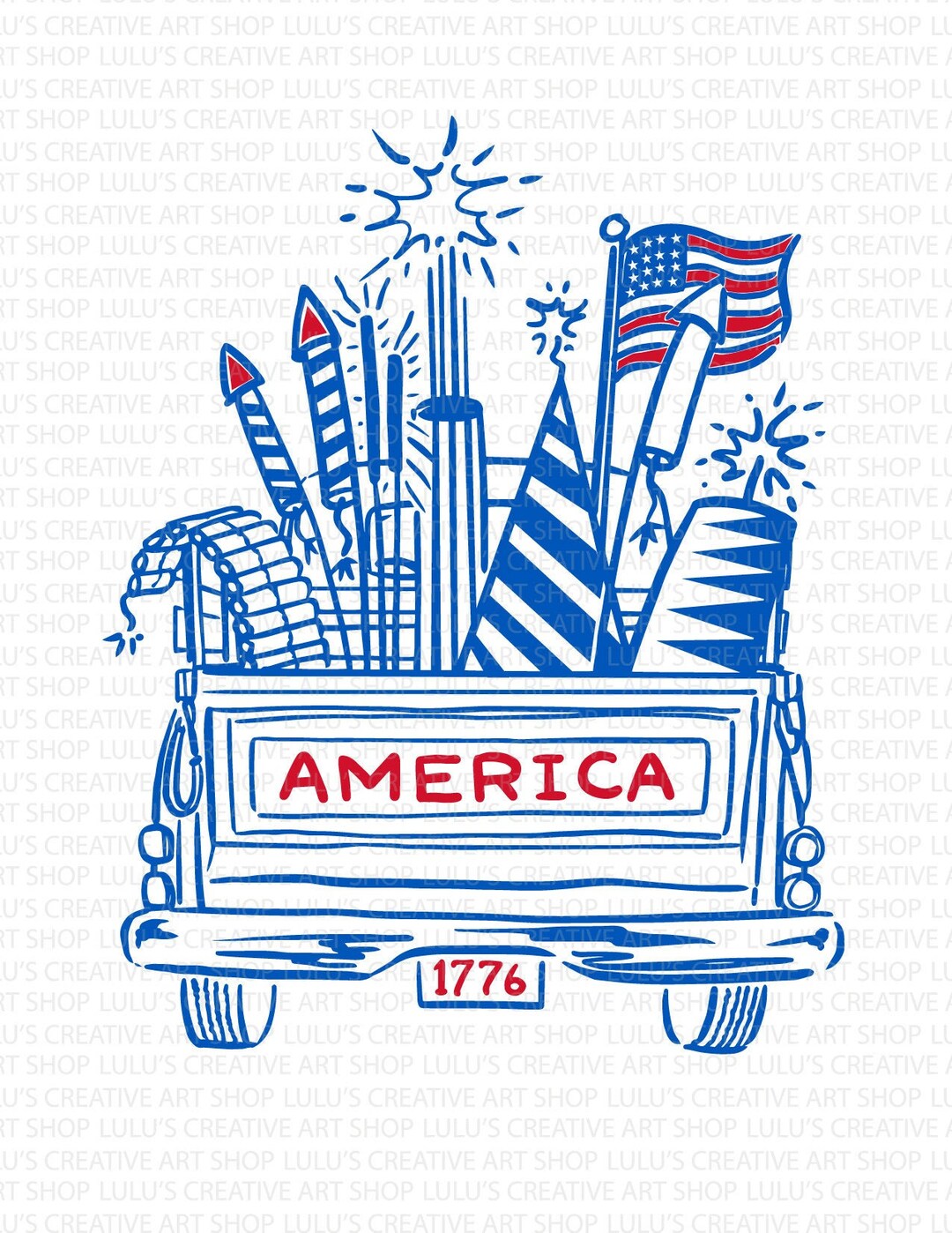 Firworks Truck Svg-old Truck-4th of July Svg-blue Truck-red Truck ...