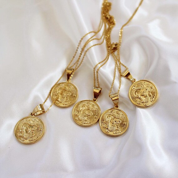 Chinese Dragon / Gold Necklace / Gold Jewellery / Dragon | Etsy