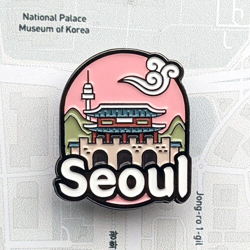 Seoul Enamel Pin Soft Enamel Lapel Pin Globetrotter - Etsy