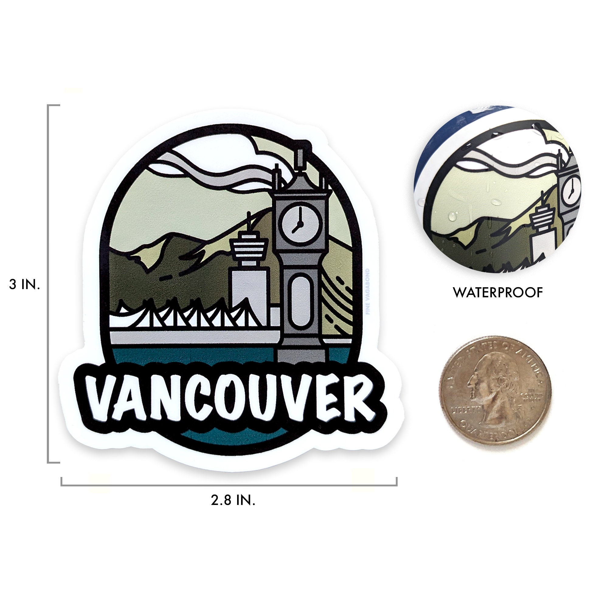 Vancouver Vinyl Sticker 3 Die Cut Waterproof World Travel Collection ...