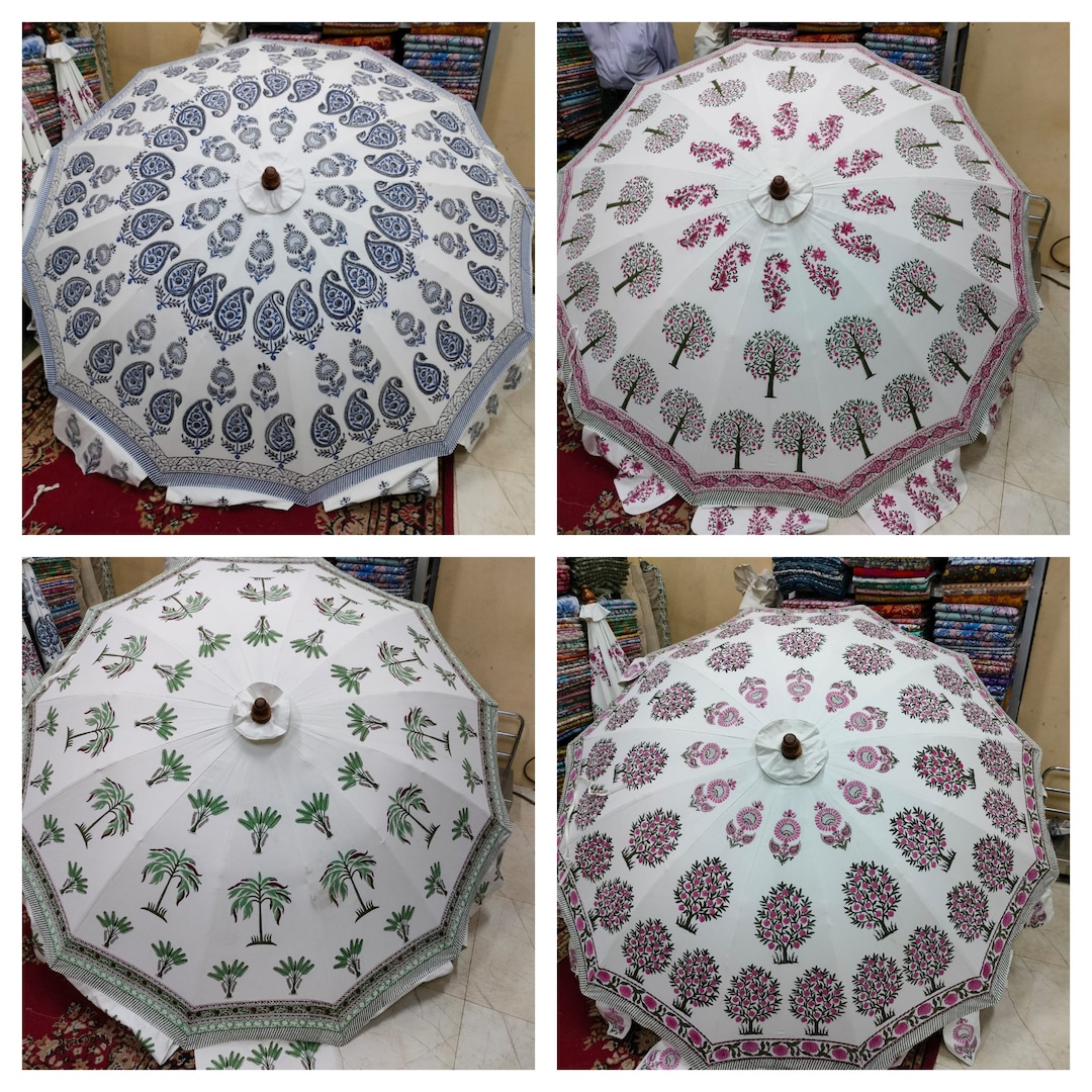 Beautiful Hand Block Printed Umbrellas Indian Handmade Large - Etsy