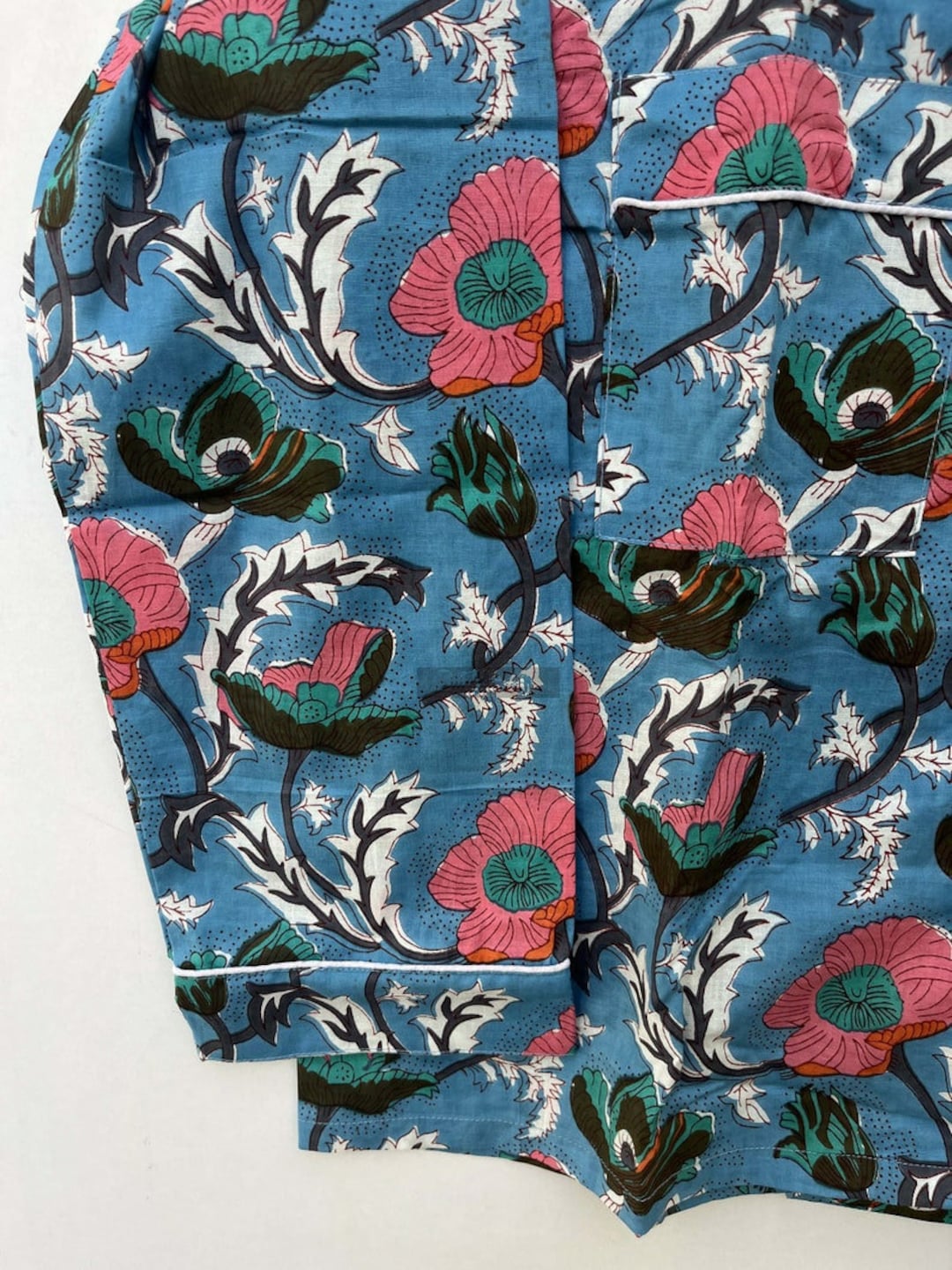 Floral Printed Night Wear Suit Set Pajamas Set Women Cotton Tunic ...