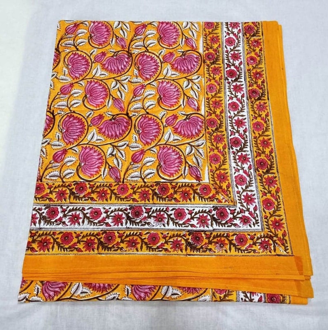 Indian Block Print Tablecloth Floral Cotton Table Cover - Etsy