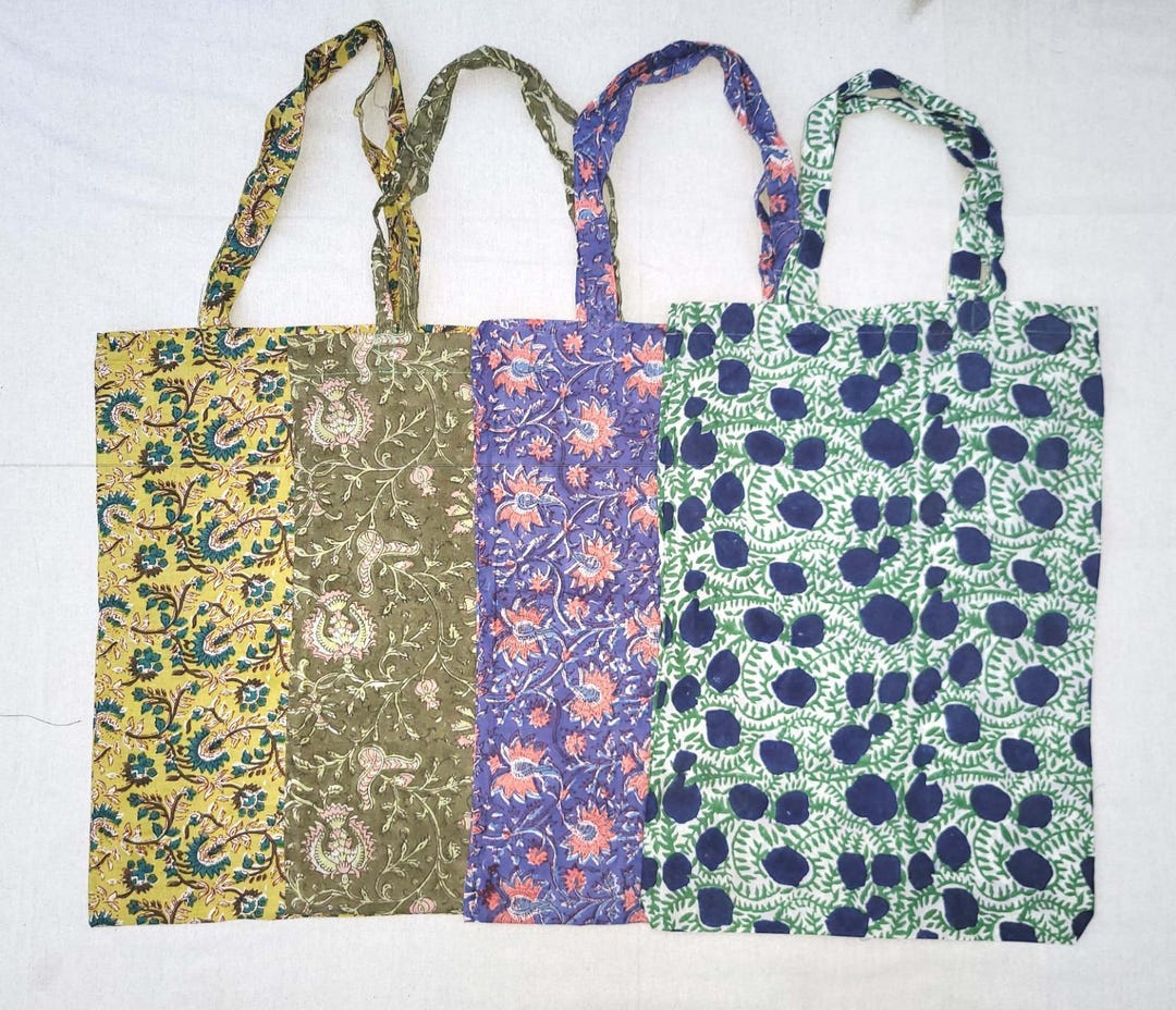 Handmade Block Print Cotton Tote Bag: Eco Friendly Boho Shopping Bag - Etsy