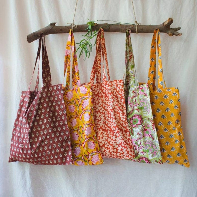 Cotton Hand Block Print Marketing Bags Big Tote Bag Farmers - Etsy