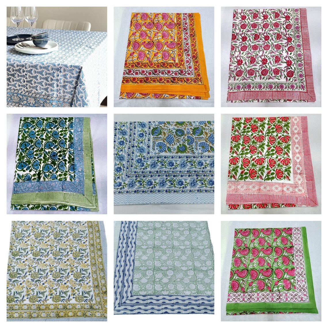 Indian Block Print Tablecloth Floral Cotton Table Cover - Etsy