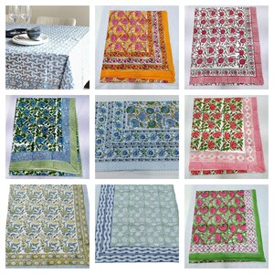 Indian Block Print Tablecloth: Floral Cotton Dining Table Cover - Etsy