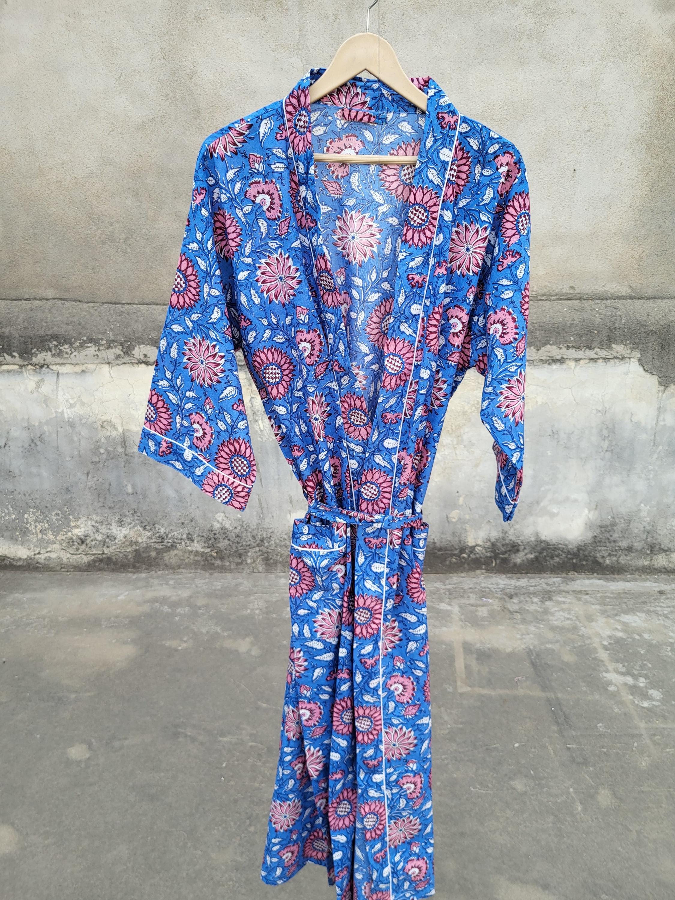 Cotton Kimono Robe: Indian Block Print Loungewear - Etsy