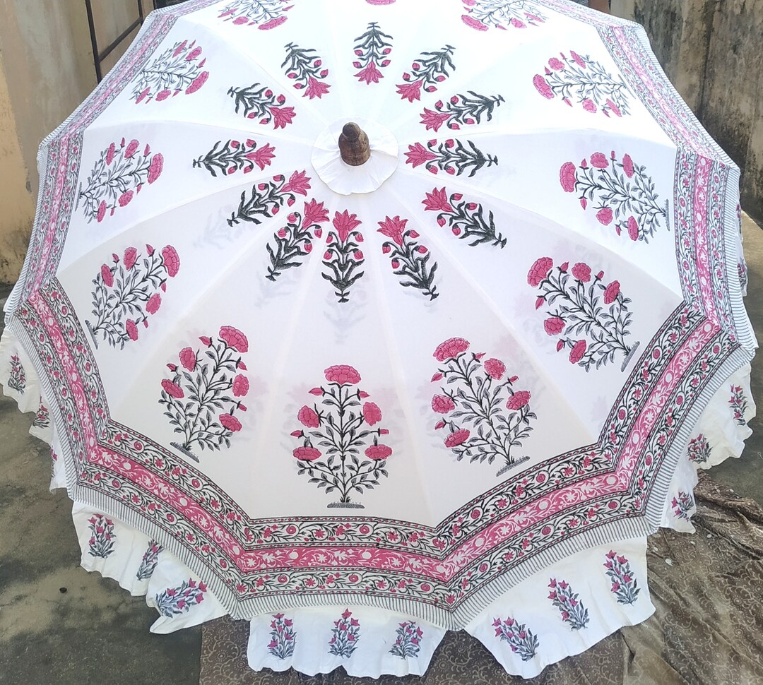 Beach Umbrella, Floral Cotton Parasols, Handmade Cotton Umbrellas ...