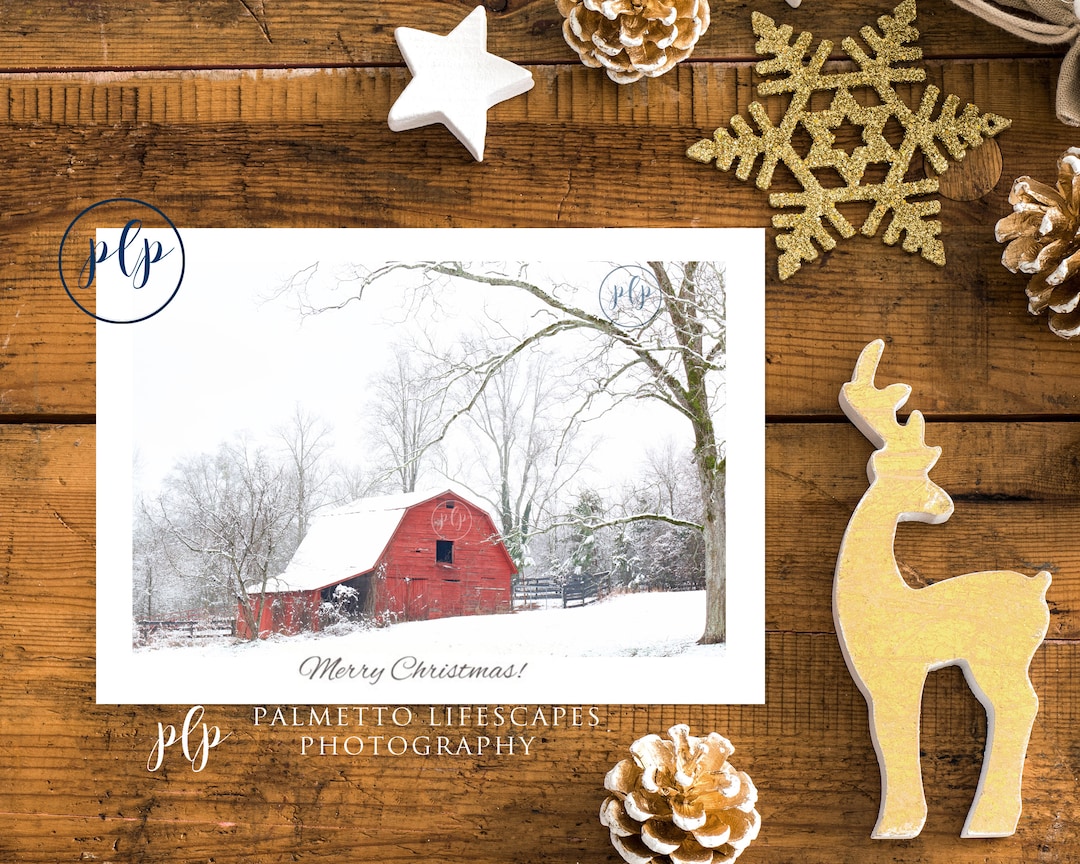 Barn Christmas Card Pack | Barn Christmas Card, Flat Card, Vintage ...