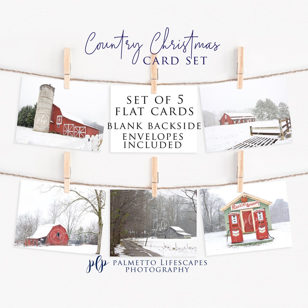Country Christmas Cards | Christmas Card Set, Christmas Barns ...