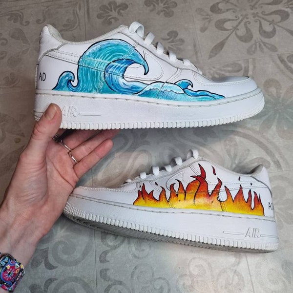 Custom Fire Sneakers - Etsy