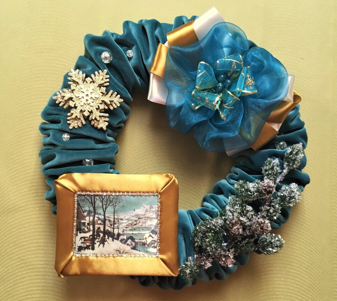 Winter Velvet Wreath Blue Velvet Wreath Gift for Dad Mothers Day Gift ...
