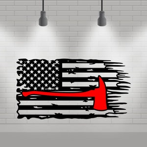 Tattered Flag/red Line/fire Department/firefighter/metal - Etsy