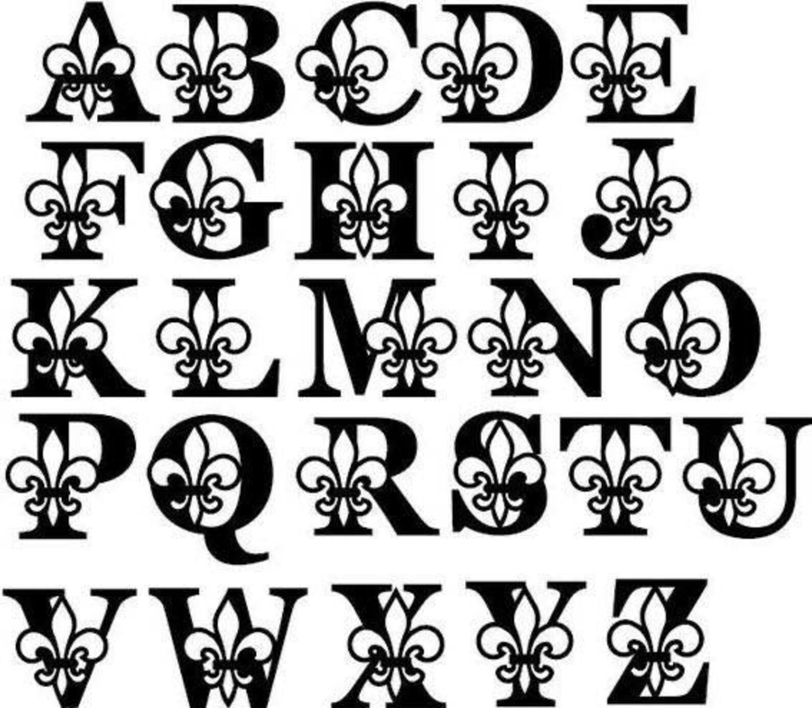 A-Z Fleur De Lis Monogram - Etsy
