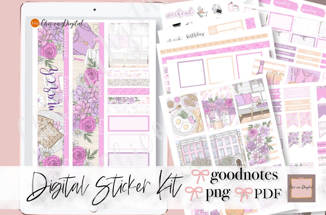 MARCH MONTHLY Digital Stickers, City Brunch Goodnotes Stickers, March ...