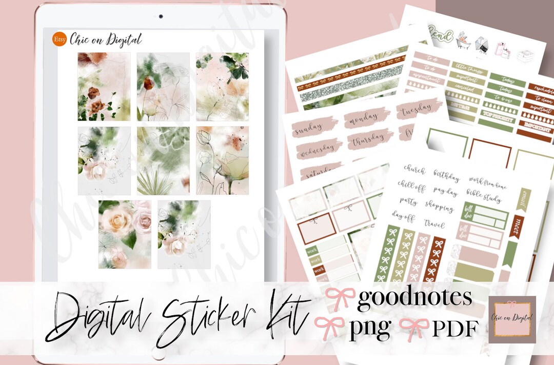 SPRING FLOWER PLANNER Goodnotes Stickers, Goodnotes Stickers, Pre ...