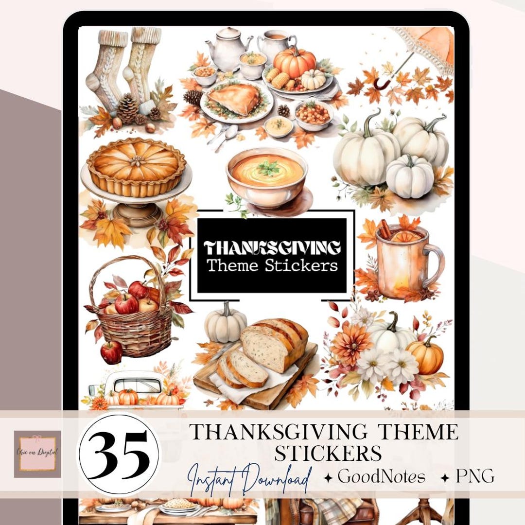 THANKSGIVING Digital Sticker, November Goodnotes Stickers, Fall ...