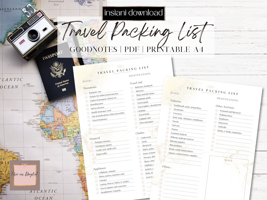 Travel Packing List, Digital Travel Packing Plan, Vacation Planner ...
