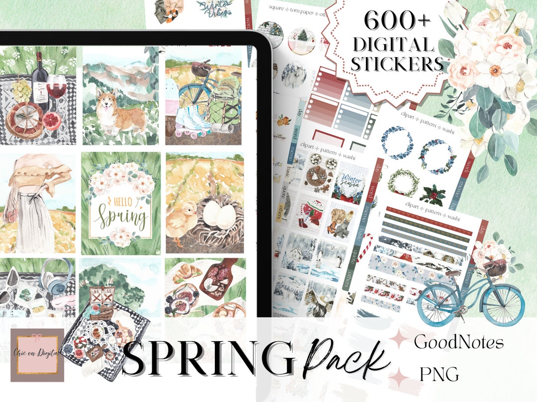 SPRING DIGITAL Sticker Pack, Goodnotes Spring Stickers, Digital Sticker ...