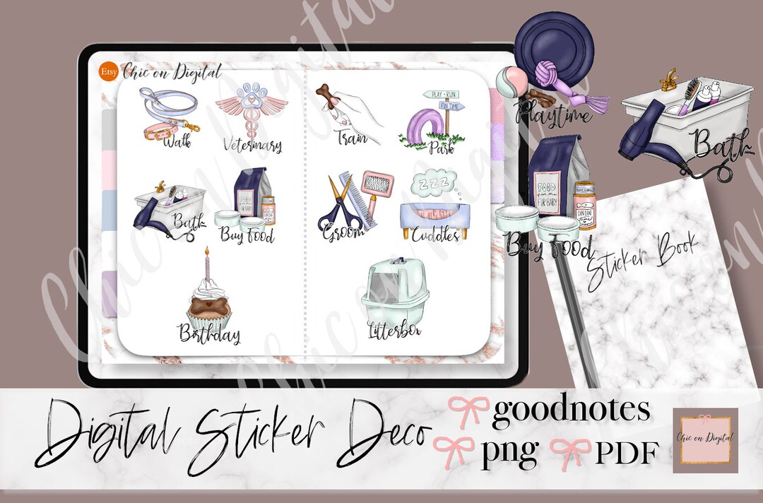 PET CARE GOODNOTES Stickers, Walk the Dog Digital Sticker, Train Pet ...